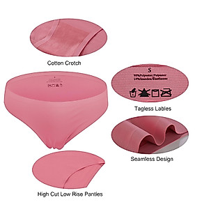 FINETOO 6 Pack Women’s Seamless Hipster Underwear No Show Panties Invisibles Briefs Soft Stretch Bikini Underwears XS-XL(M)