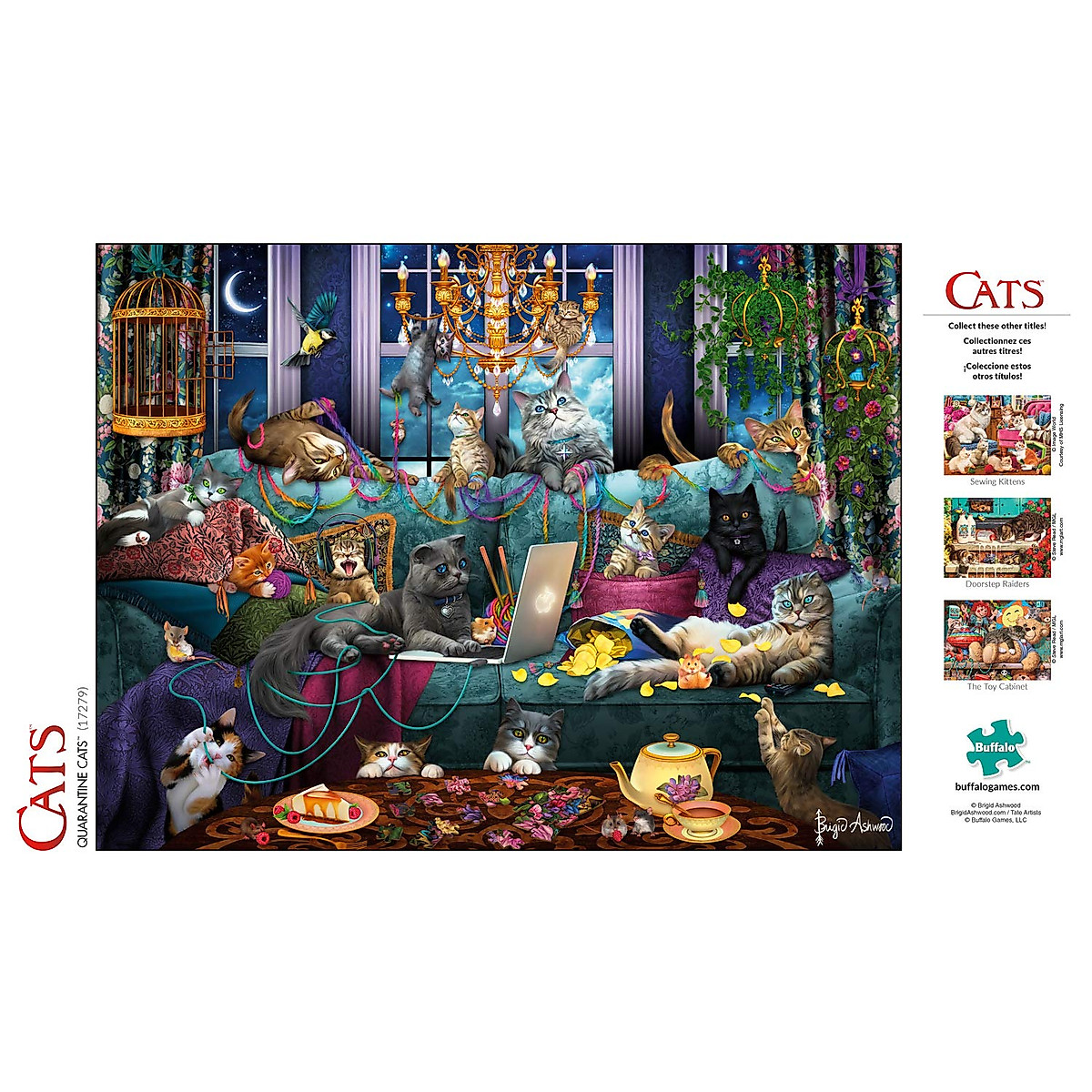 Buffalo Games - Brigid Ashwood - Quarantine Cats - 750 Piece Jigsaw Puzzle For Adults - High Quality Challenging Puzzle Perfect for Game Nights - Finished Puzzle Size is 24.00 x 18.00