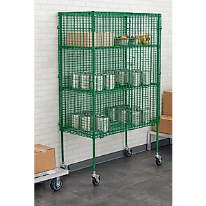 CenPro Commercial Foodservice Shelf, 24"x48"x69" Mobile Wire Security Kit, Green Epoxy (30V-920)
