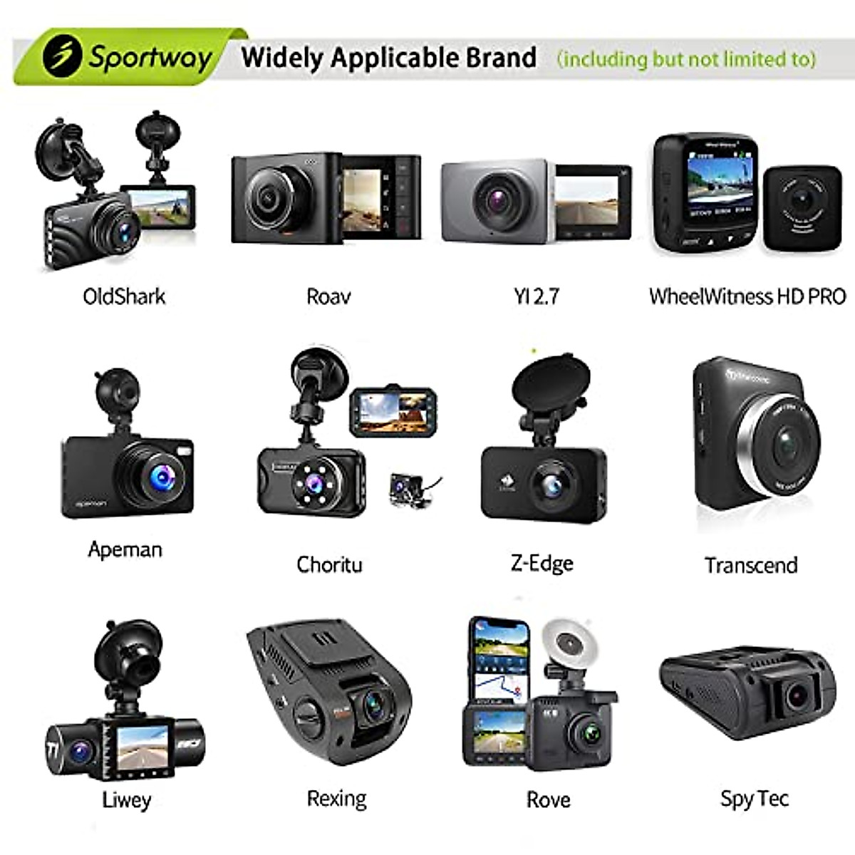 Sportway S60 Dash Cam Mirror Mount with 10pcs Joints Kit for Rove APEMAN CHORTAU Roav Nexar iiwey YI Z-Edge Old Shark Rexing KDLINKS Falcon Zero Transcend Crosstour VANTRUE... Most Car Dash Cameras