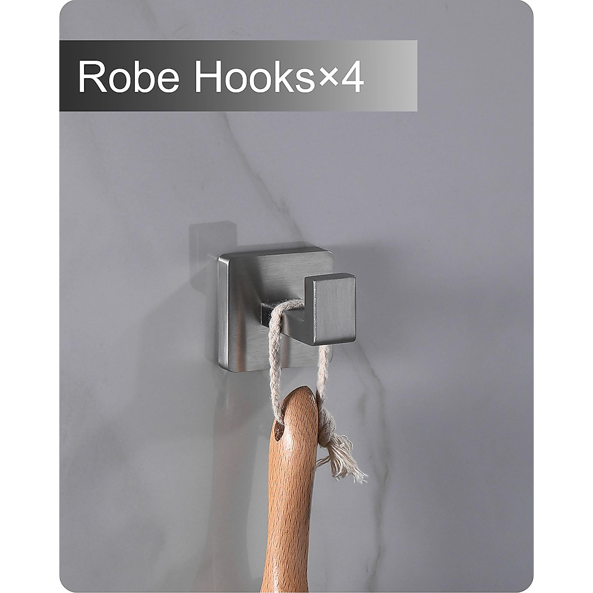 OSMARVEL 10 Pieces Bathroom Hardware Set, Square Bathroom Hardware Accessories Set Stainless Steel Brushed Nickel Bath Towel Bar Set with 16in Towel bar, Toilet Paper Holder, Towel Ring and Towel Hook