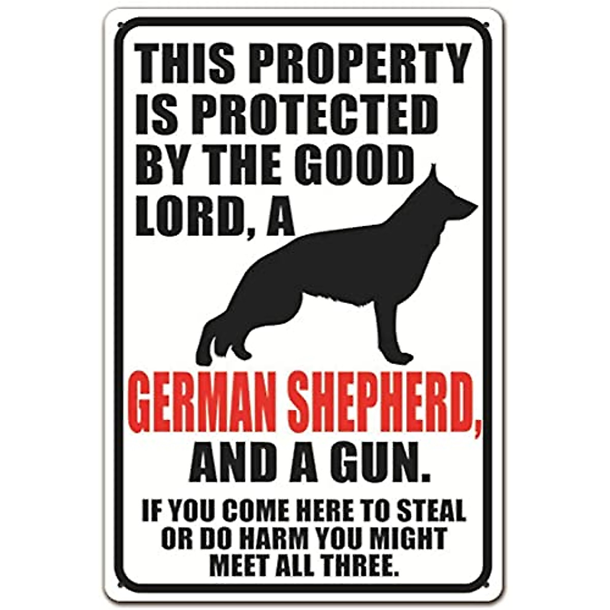 FENGYIN ART, German Shepherd Warning Signs, Beware of German Shepherd Sign, beware dog sign,PreDrilled Holes for Easy Mounting TP200104, 8x12 In