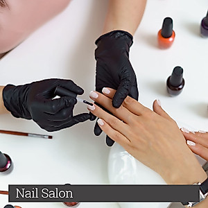 JUSSSTUFF Black Disposable Vinyl Gloves Small, 100 Pack - Powder Free Latex Free Rubber Gloves - Medical, Cooking, and Kitchen Gloves