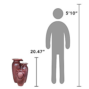 Teamson Home Jar 3 Tiered Floor Waterfall Fountain with Pump for Outdoor Patio Garden Backyard Decking, 20 Inch Height, Brown