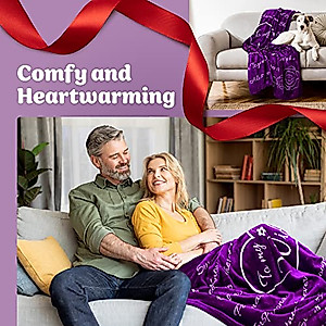 Gifts for Wife Blanket, Romantic Gifts for Her, Wife Gift Ideas, Wife Birthday Gifts from Husband, Gift for Wife Anniversary, I Love You, Blanket, To My Wife Throw Blanket 65" x 50" (Purple)