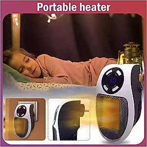 Wall Space Heater 500W Remote Portable Electric Heater with Programmable Adjustable Thermostat, Overheat Protection, Precise LED Display, Safe Heater for Office Dorm Room (White)