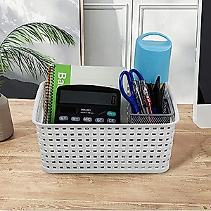 Vababa White Plastic Storage Baskets/Storage Bins, Pack for 6