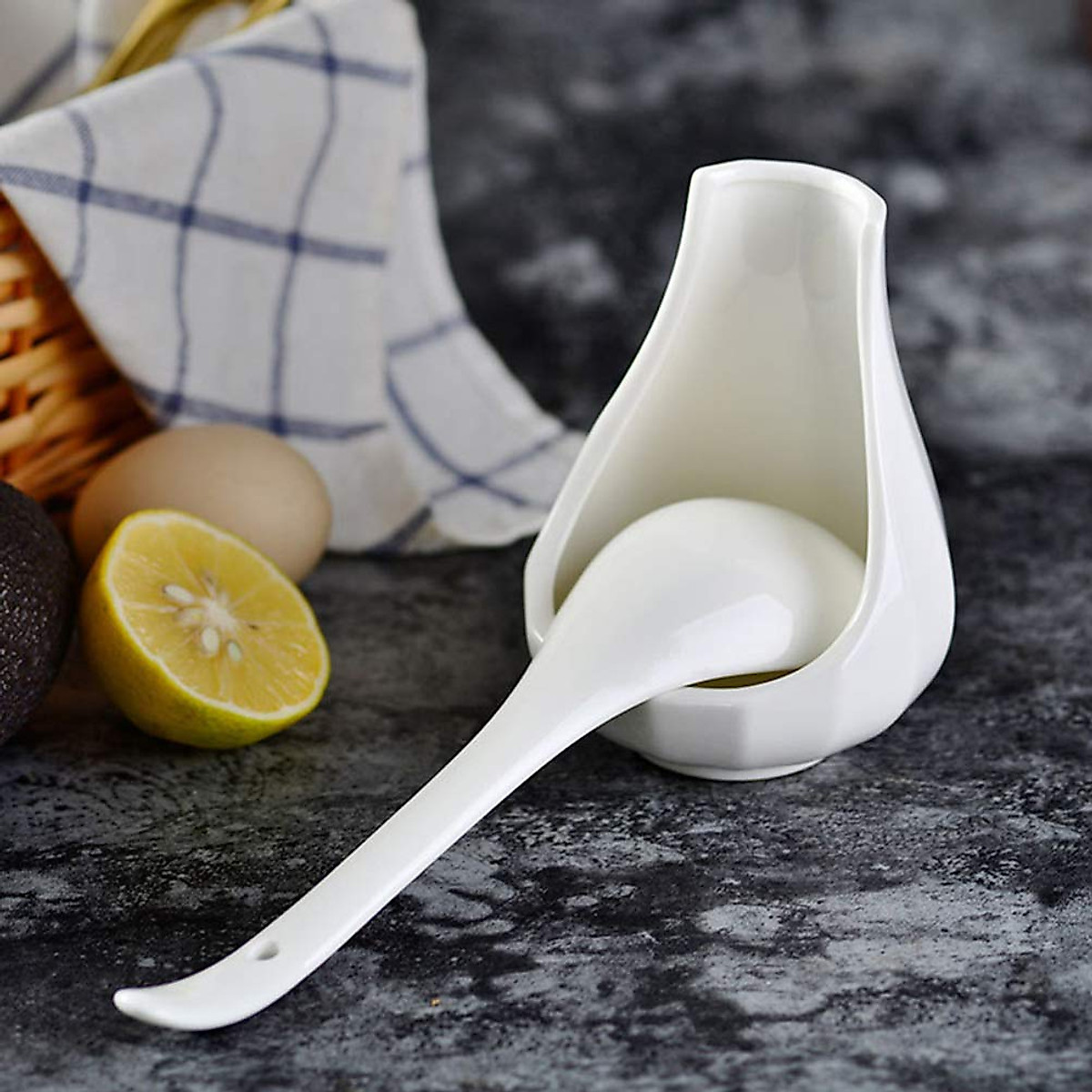 Cabilock 1pc Ceramic Spoon Rest Ceramic Spoon Holder Dinner Table Decoration Shelving Brackets White Kitchen Table Spoon Rack Fork Rest Tableware Storage Rack Kitchen Tool Commercial
