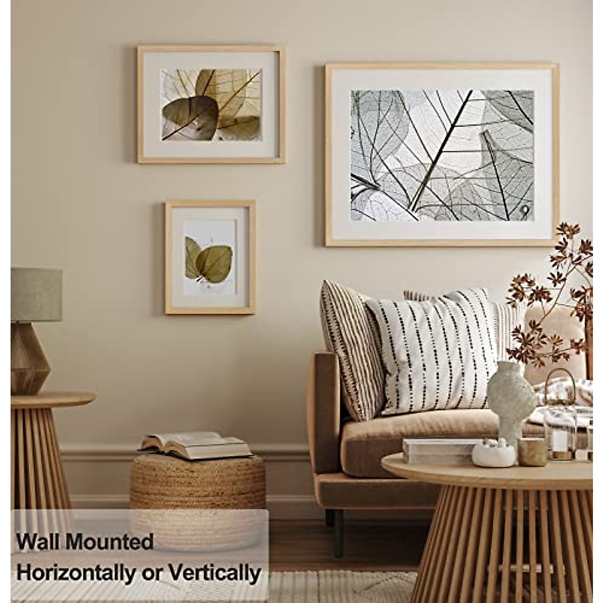 Yaetm 11x14 Picture Frame with Mat for 8x10 Set of 4, Solid Oak Wood Photo Frames with Tempered Glass, 11 x 14 Frames for Horizontal and Vertical Wall Mounting (4 pack, Oak)