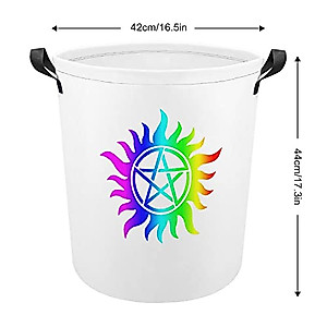 Anti Possession Symbol Large Laundry Basket Hamper Bag Washing with Handles for College Dorm Portable