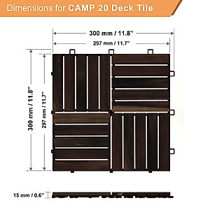 Interbuild Acacia Hardwood Interlocking Patio Deck Tiles, 12" × 12" (Pack of 10), Easy to Install Floor Tile for Both Indoor & Outdoor Use - Espresso