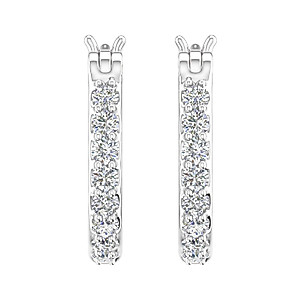 1/4 Carat Diamond Hoop Earrings in 10K White Gold