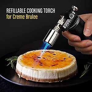 ravs Butane Torch, Refillable Kitchen Torch Lighter with Safety Lock and Adjustable Flame, Creme Brulee Kitchen Food Torch for Baking, Culinary Cooking Torch, Blow Torch - Butane Gas Not Included