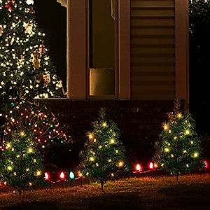 4-Pack Christmas Tree Solar Pathway Lights Outdoor Waterproof Garden Stake Lights Holiday Decor for Patio Yard Driveway