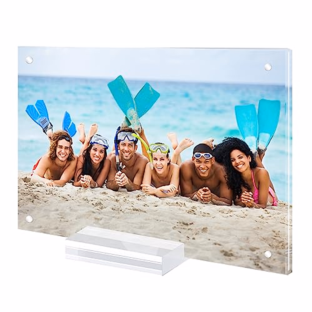 JUOIFIP 8X10 Clear Acrylic Picture Frames, Magnetic Picture Frames with Gift Box Package, Double Sided Acrylic Photo Frames Desktop Display with Support Stand, Pack of 1（Bonus 1 Pack Stand）