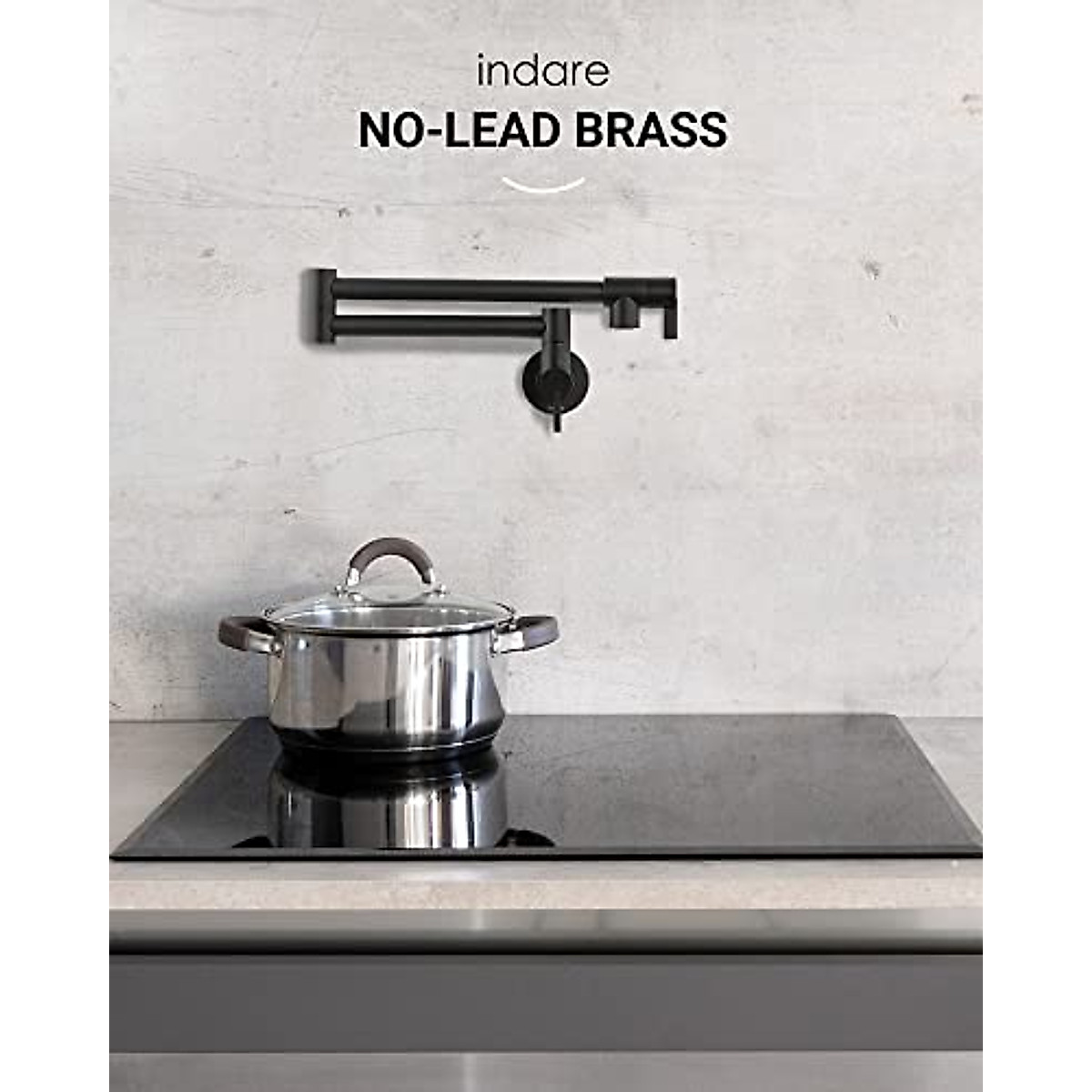 Indare Pot Filler, Pot Filler Faucet Wall Mount, Brass Pot Filler Folding faucets, Kitchen Pot Filler Faucet with Double Joint Swing Arms