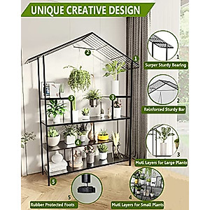 Spampur Metal Plant Stand Indoor Outdoor, Plant Shelf, 16 Potted Tall Plant Stands for Indoor Plants Multiple, Large Flower Pots Corner Plant Holder, 4 Tiered Ladder Planter Display Rack Garden Patio