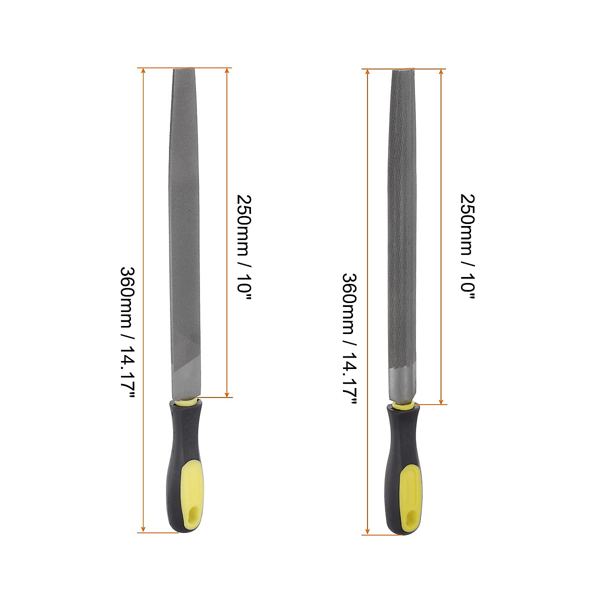 HARFINGTON Metal File Set 10" High Carbon Hardened Steel Cut Hand Rasp with Plastic Handle for Deburring and Removing Material (Round, Half-Round, Triangular, Flat, Square)