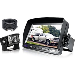 ZEROXCLUB HD Wired Backup Camera System Kit, Sharp CCD Chip, 100% Not Wash Up, IP69 Waterproof Rear View Camera + 7’’ LCD Monitor Reversing for Truck/Semi-Trailer/Box Trucks/RV (ERY01)