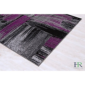 Handcraft Rugs-Purple/Gray/Silver/Black/Abstract Contemporary Modern Brush Design Mixed Colors Area Rug