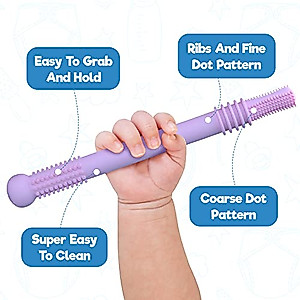 BABYSKIT Flexible Hollow Teething Tubes for Infants - Easy to Hold and Clean Teething Straws for Babies, Safe Hallowed Teething Tube for Babies Quality Teething Tubes for Babies 6-12 Months (4 Tubes)
