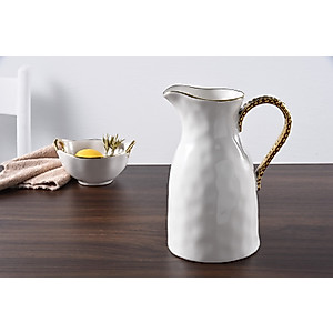 Pampa Bay Golden Salerno Titanium-Plated Porcelain Water Pitcher, 8.25 x 6.25 x 4.75in