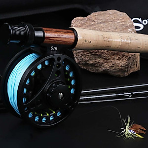 Sougayilang Saltwater Freshwater Fly Fishing Rod with Reel Combo Kit (Black Kits with Bag)