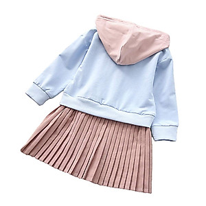HZYBABY Baby Girls Long Sleeve Princess Skirt Dress for Toddler Swing Casual Hoodie Sweatshirt Dress Knee Length Blue, 3T