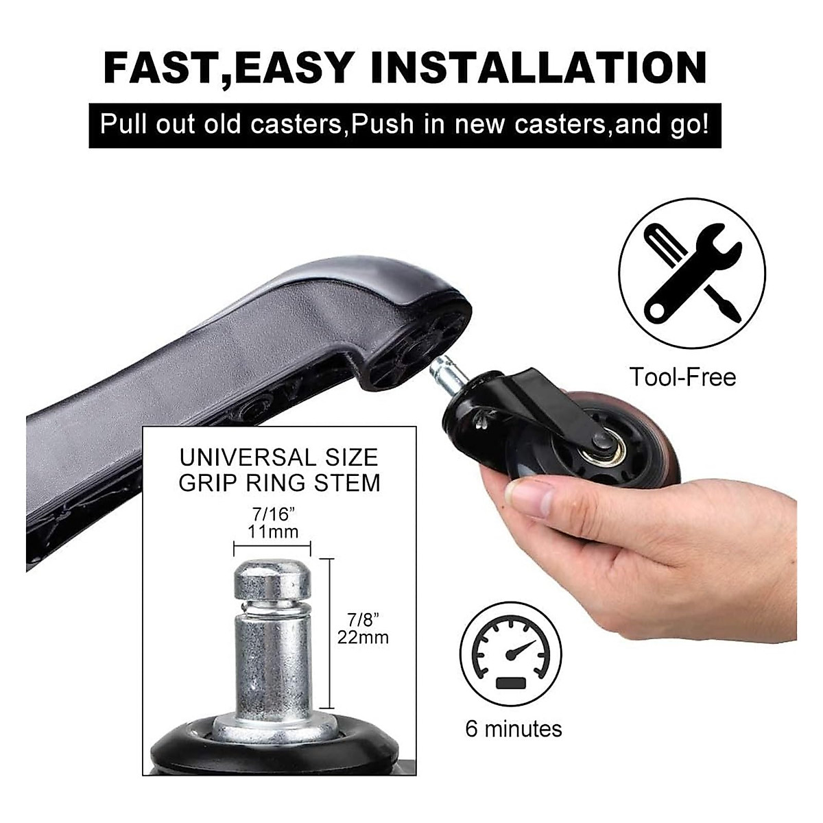 Casters Swivel casters Heavy Duty 5pcs Office Chair Casters Hard Floor Casters Wheels for Swivel Chair Wheel for Office Desk Chair casters Workbench