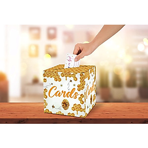 Bumble Bee Card Box - Honeycomb Collapsible Money Box or Gift Box for Baby & Bride Shower, Birthday, Wedding Reception, Engagement Party, Graduation - 8"x8"x8" Party Favors Decorations Boxes(05)