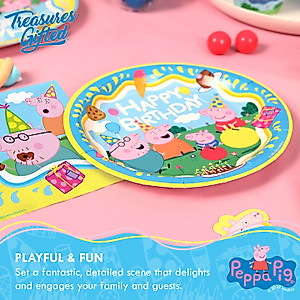 Treasures Gifted Officially Licensed Peppa Pig Birthday Party Supplies - Serves 24 Guests - Dinnerware Starter Set - Peppa Pig Party Supplies Including Peppa Pig Plates & Peppa Pig Napkins