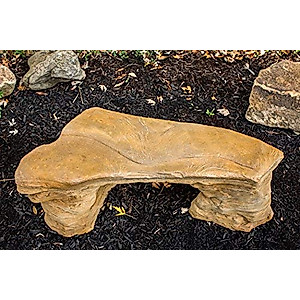 Cast Stone Petrified Rock Bench, Commercial Grade Concrete Benches, 3 Piece Concrete Bench, Hand Sculpted Fine Cast Stone Patio Furniture & Rock Bench