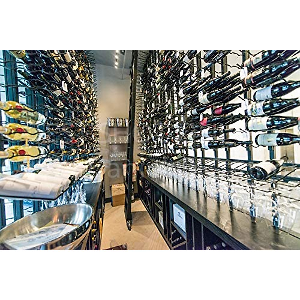 VintageView Wall Series-Stemware Wall Mounted Wine Glass Rack (Chrome Plated) Stylish Modern Wine Storage with Label Forward Design