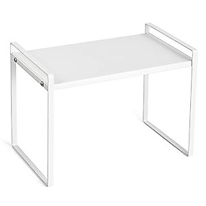 ideaglass Countertop Organizer, Cupboard Stand Spice Rack, 13" Cabinet Pantry Shelf, Organization and Storage for Kitchen Bathroom, Metal Plate Milky White