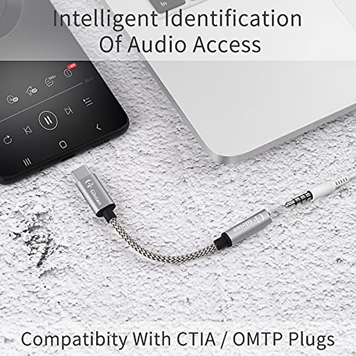 Glotao USB C to 3.5mm Adapter for Samsung S21 Ultra, Galaxy S20 Headphone Adapter USB C to Aux Audio Dongle Cable Cord for Galaxy S20 Note 20 Ultra S20+ Note 10+, Google Pixel 5 4 3 XL