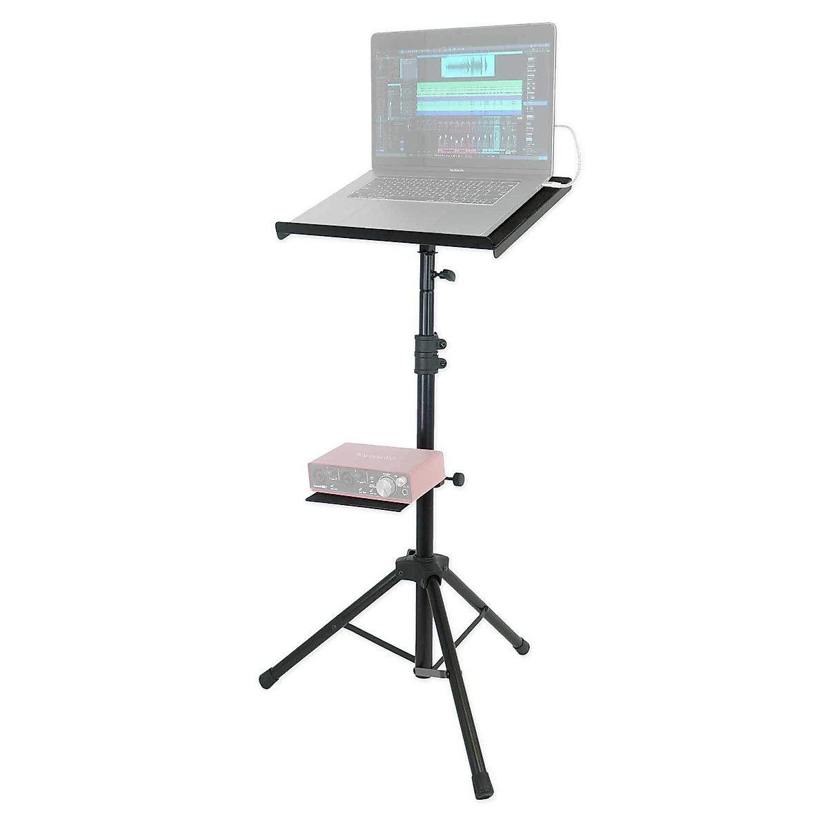 Rockville + DJ Tripod Laptop/Tablet/Ipad Stand with Dual Trays + RLS67 Professional