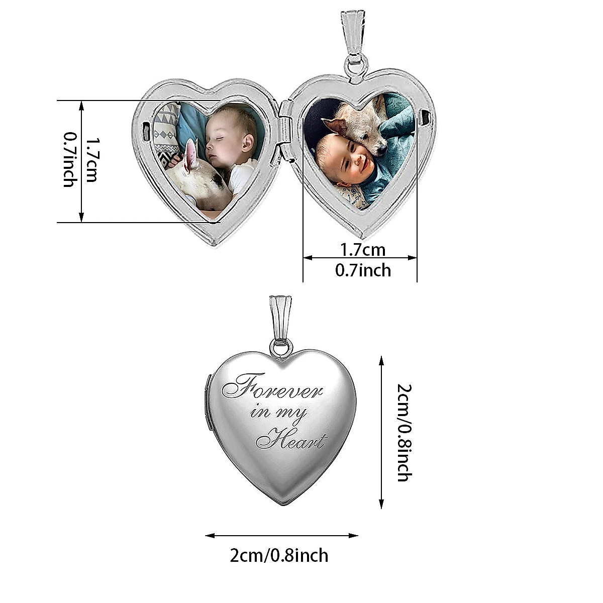 Custom Necklace Personalized Heart Locket Necklace That Holds Pictures Customized Add Your Photo Text for Women Kids Grandma Mothers or Lover Present