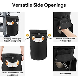 TEREFIX Propane Tank Cover with Stable Tabletop Feature, Fits 15lb / 4 Gallon Tank Cylinder, RV/Camper Propane Tank Cover with Storage Pocket & 2 Flip Flaps, Waterproof and UV-Resistant