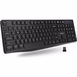 Macally Wireless Keyboard - 2.4G Ergonomic Full-Size Computer Keyboard Wireless with Numeric Keypad and 13 Shortcut Keys - External Keyboard for Laptop, Windows Desktop PC, or Chromebook with USB Port