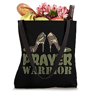 Camo Heels Prayer Warrior Faith God Jesus Christian Women Tote Bag