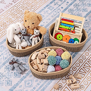 CubesLand Small Cube Shelf Closet Storage Baskets Bins Set 2,Woven Basket for Organizing/Storage, Long-lasting &Skin-friendly Storage Basket Bin,Stylish Room Decor Basket,Camel/Mixed Black Rope Basket