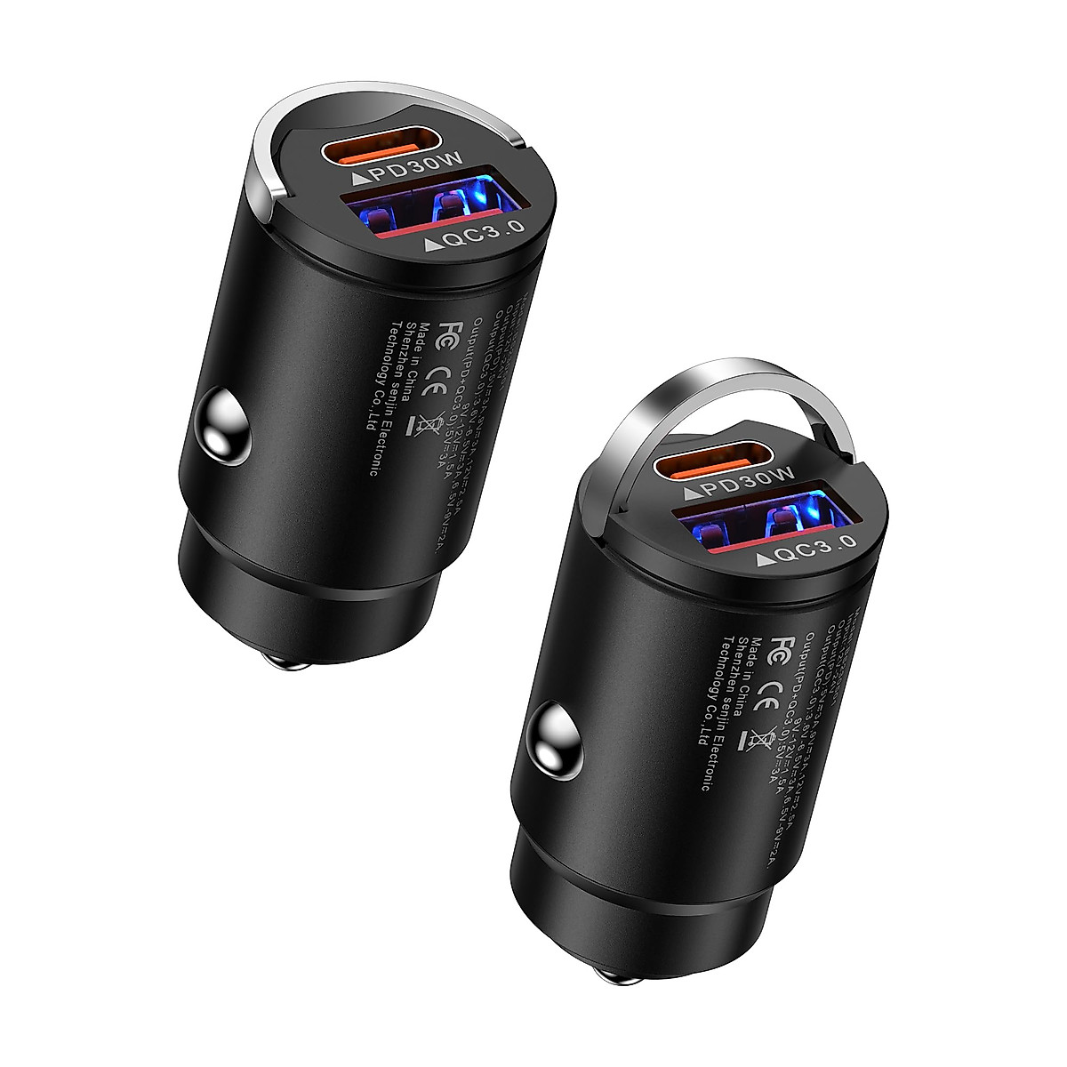 2Pack Fast Car Charger USB C, 30W Mini Cigarette Lighter Adapter, Dual Port PD&QC 3.0 USB C Car Phone Charger Type C Car Plug Fast Charging for iPhone 15 14Pro 13 12, Pixel 8 7 Pro 7a 6 5 4XL, Samsung