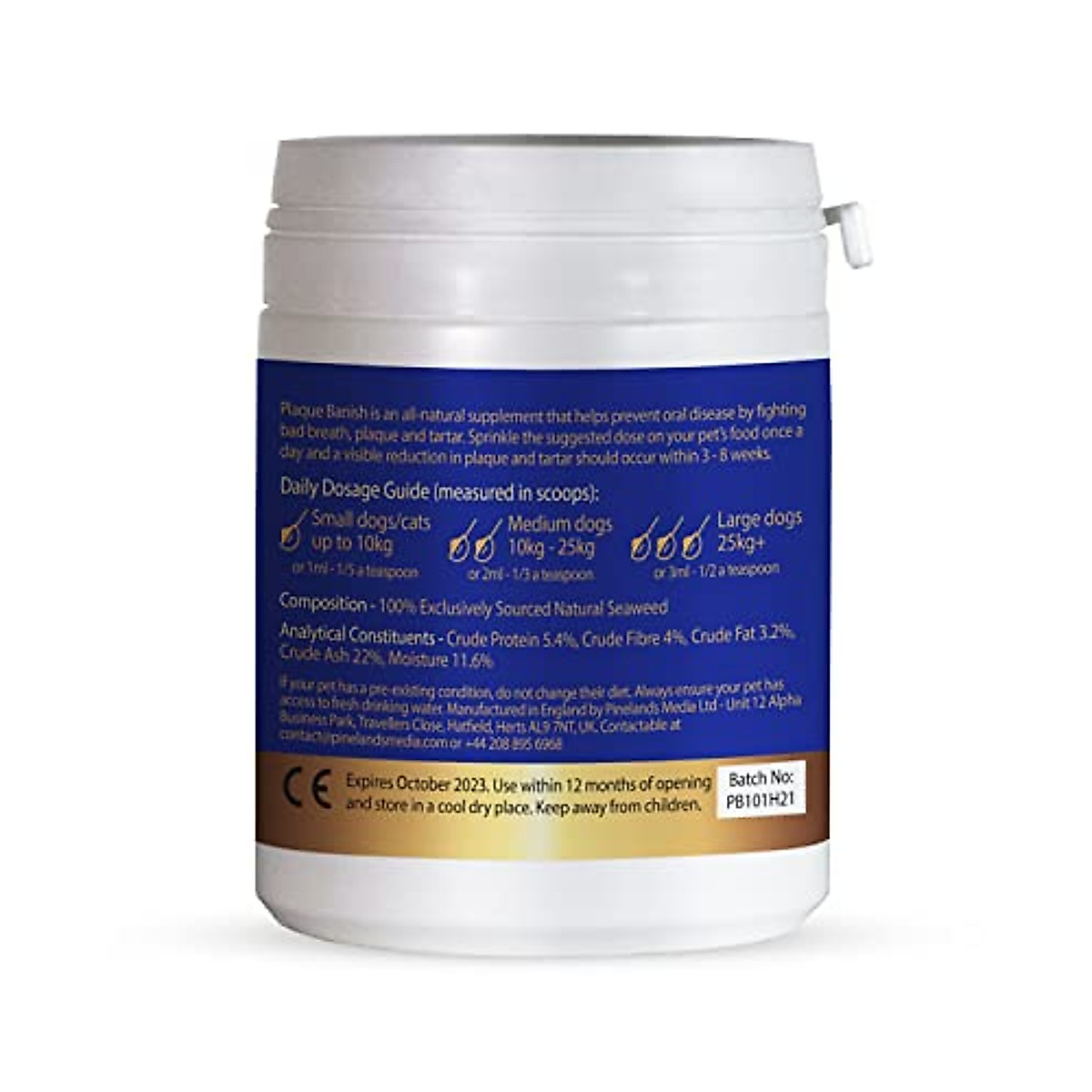 Plaque Banish 100% Natural Plaque Off & Tartar Remover For Dogs & Cats | Freshen Breath For Dogs & Cats | 6.3oz (180g) | Support Healthy Gums & Promote Dental Health | Prevent Plaque & Tartar Build Up