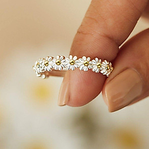Daisy Ring Adjustable Daisy Flower Ring Dainty Flower Ring Delicate Sunflower Ring Jewelry Gifts Promise Statement Band Daisy Silver Ring Tiny Dainty Flower Ring Gift-Daisy Ring