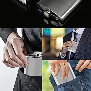 2 Oz Stainless Steel Hip Flask Leakproof Drinking Flask with Funnel Flask Hip Set for Men Camping Pocket Flask Easy Pour Funnel Flask Whiskey Flask Metal Liquor Flask Drinking Flask Ideal for Gift