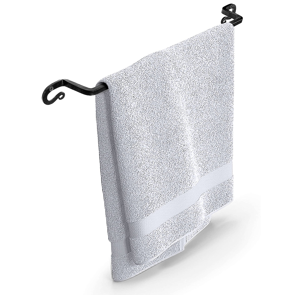 Stur-De Wrought Iron Towel Holder - Rustic Towel Rack for Bathroom or Kitchen, Wall-Mount Black Iron Towel Bar for Bath Towels - Decorative Black Towel Bar for Farmhouse-Style Home - 21 x 3 x 2 Inches