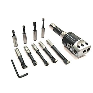 Assorts Quality Boring Head 2 Inches for Milling & Lathe Machine R8 (7/16 UNF Drawbar) & 9 pcs Carbide Tool Set