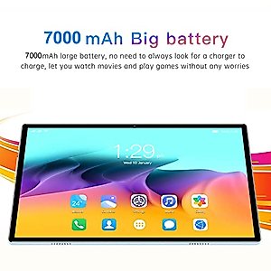 HD Tablet, Gaming Tablet 4G Network Call IPS Screen 100‑240V for Android 11 8 Core CPU Dual Speaker 7000mAh (Blue)