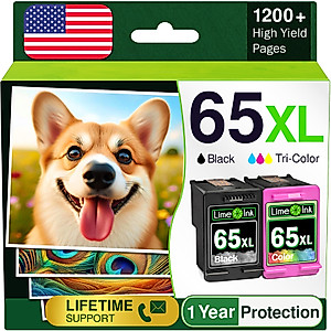 Limeink Remanufactured Ink Cartridges Replacement for HP Ink 65 65XL for HP 65 Ink Cartridges Black Color Combo Pack for HP65 XL Ink Cartridges 65xl Ink Cartridge for HP Printers Deskjet 3755 3700