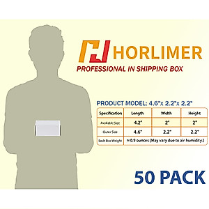 HORLIMER Shipping Boxes Set of 50, Small Corrugated Cardboard Box Literature Mailer, (White, 4.6" x 2.2" x 2.2")